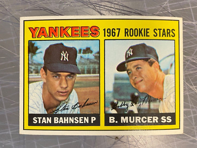 1967 TOPPS #93 YANKEES ROOKIE STARS BOBBY MURCER STAN BAHNSEN BASEBALL ...
