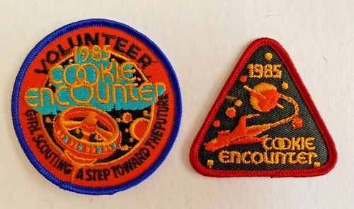 VTG GIRL SCOUT PATCH BADGE 1985 Cookie Encounter Triangle & Circle ...