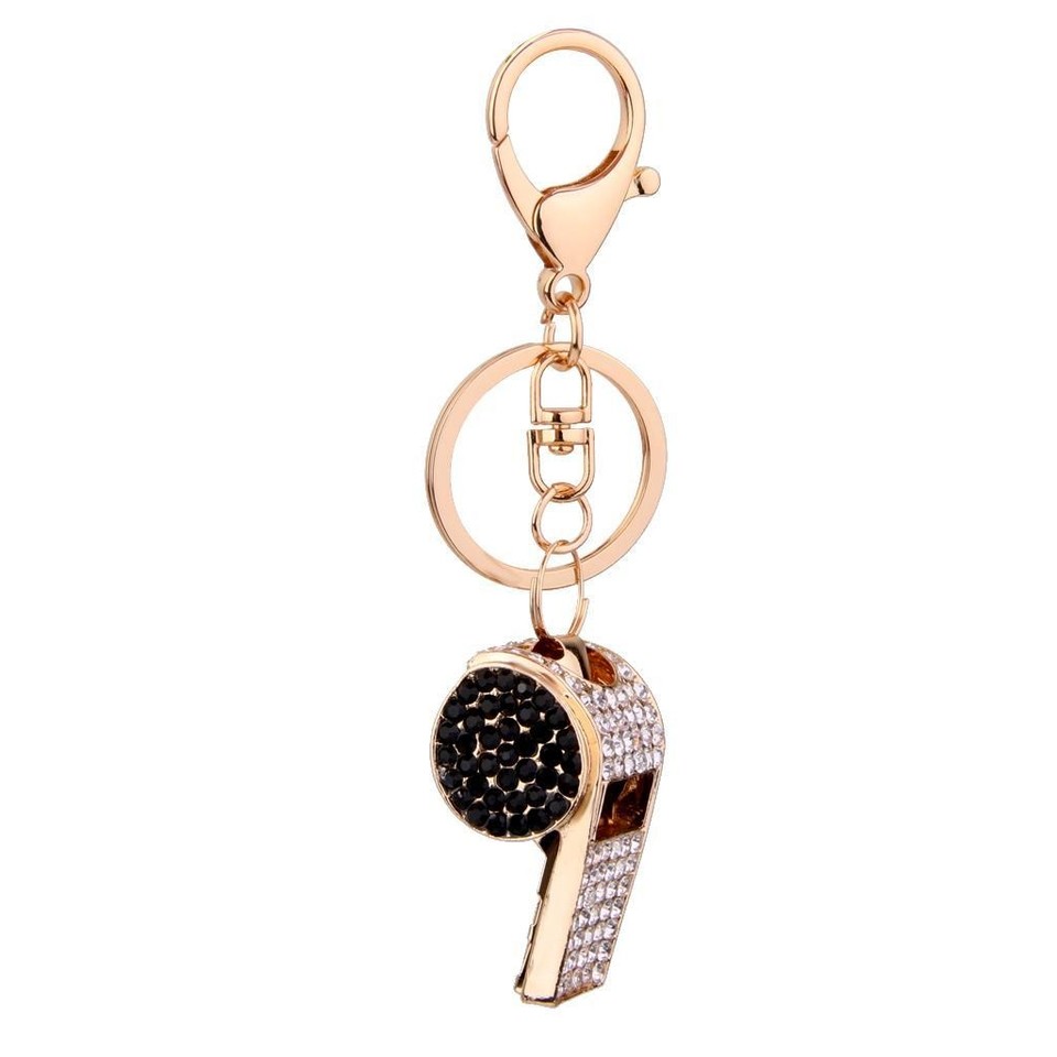 Creative Crystal Rhinestone WHISTLE Charms Pendant Key Ring Chain Key ...