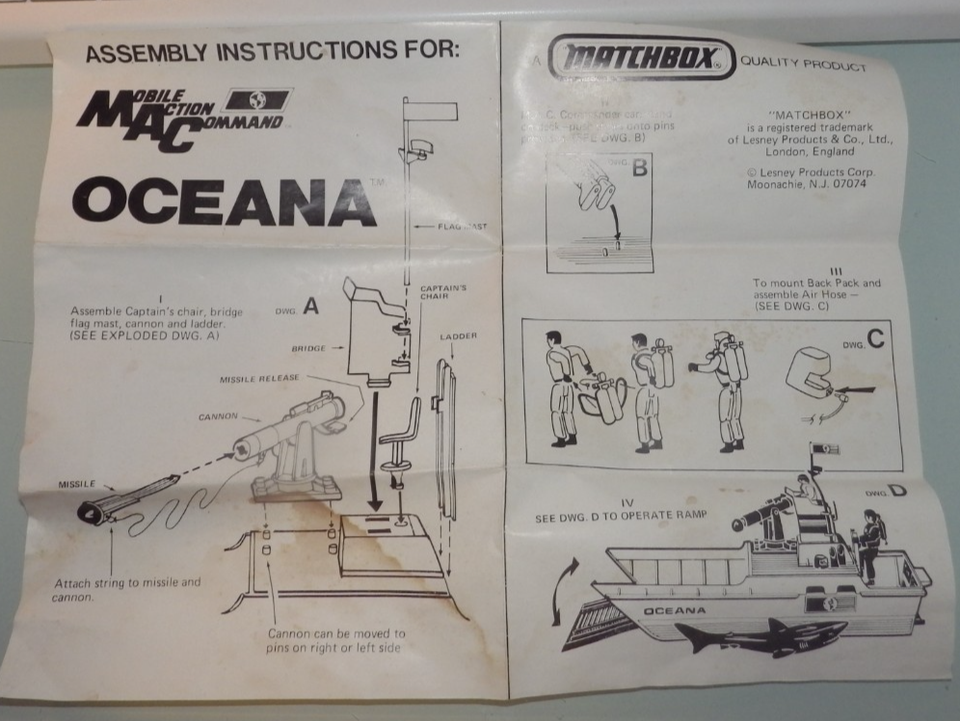 Mac Mobile Action Command Vintage Matchbox Oceana Sea Rescue Unit ...