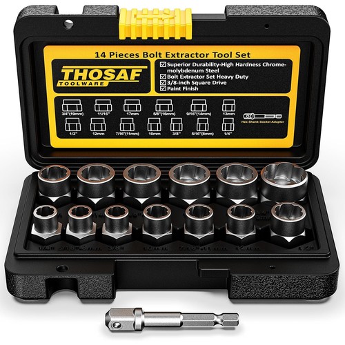 Impact Bolt & Nut Remover Set,14 Pieces Bolt Extractor Tool Set, 3/8 ...