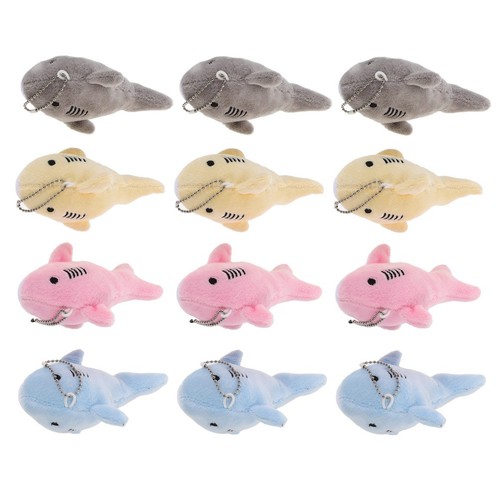 12 Pcs Plush Shark Pendant Keychains Cute Stuffed Animal Charms for ...
