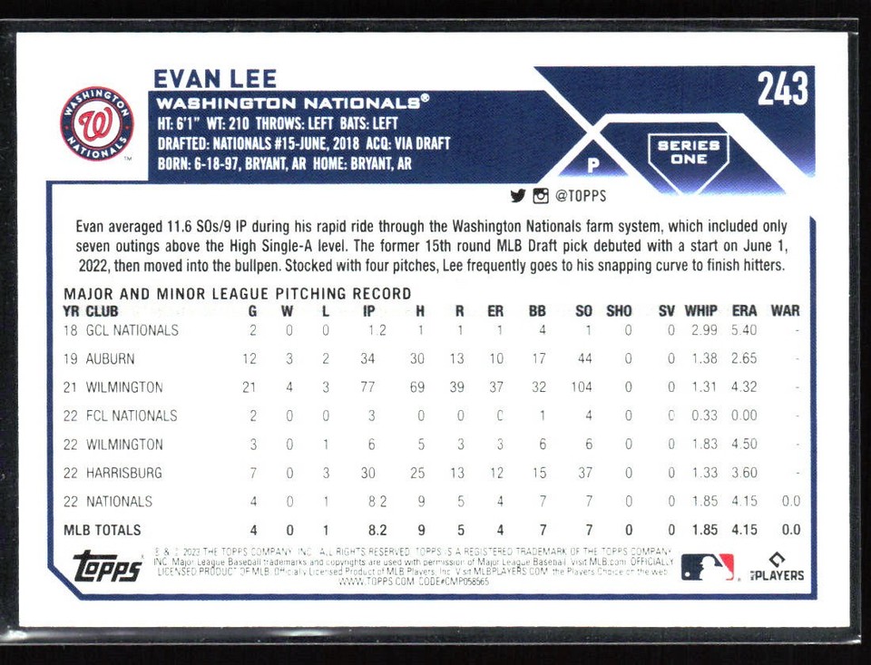 2023 Topps #243 Evan Lee | eBay UK