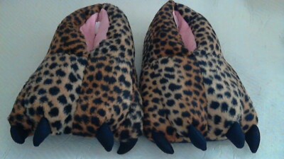 Novelty Leopard Print Claw Slippers Women Size 5 - 7 M NEW Thick Side ...