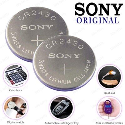 Genuine Sony CR2430 Battery 2430 Coin Cell Button 3V DL BR KL x2 Pair ...