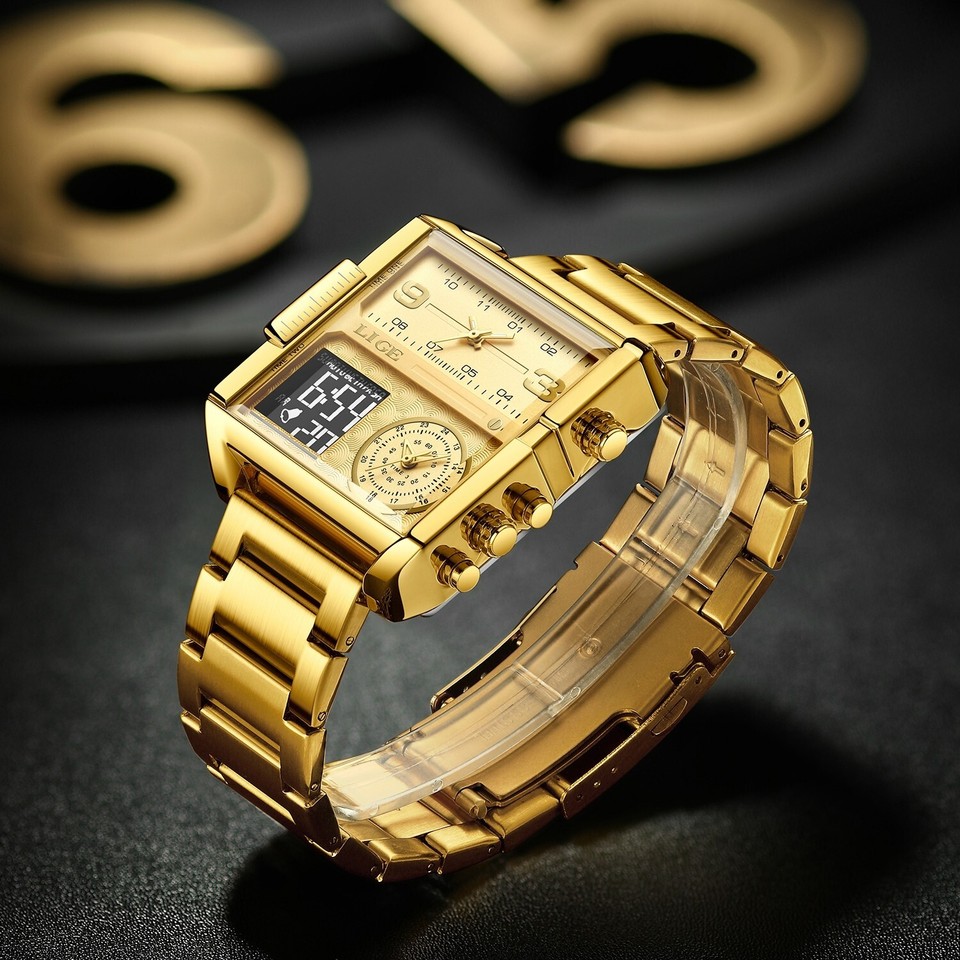 Men Luxury Watch Quartz Digital Luminous Week Seconds Dial Waterproof ...
