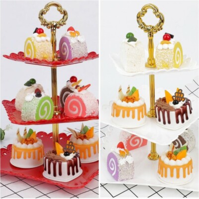 European Three-layer Cake Stand Trays Prom Party Dessert Candy Fruit ...