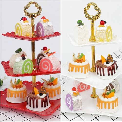European Three-layer Cake Stand Trays Prom Party Dessert Candy Fruit ...