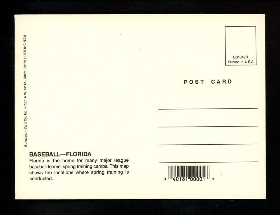 Baseball postcard Florida Spring Training map chrome | eBay