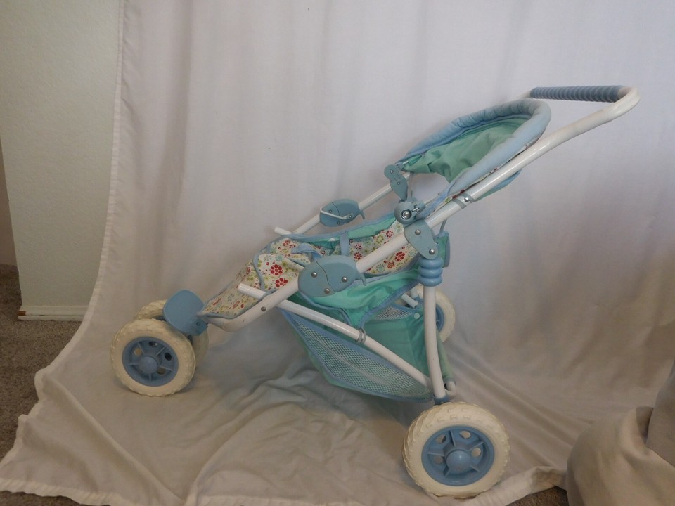 American Girl Double Doll Stroller Bitty Baby Twins Canopy Folding ...