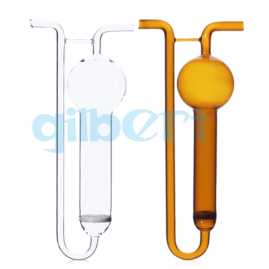 10-75ml Lab Glass Porous Absorbing Tube U-shape Gas Sampling Bottle ...