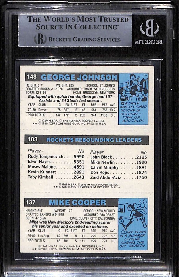 1980 Topps 45 Cooper/Malone/Johnson BGS Auto Autograph George Sig ...