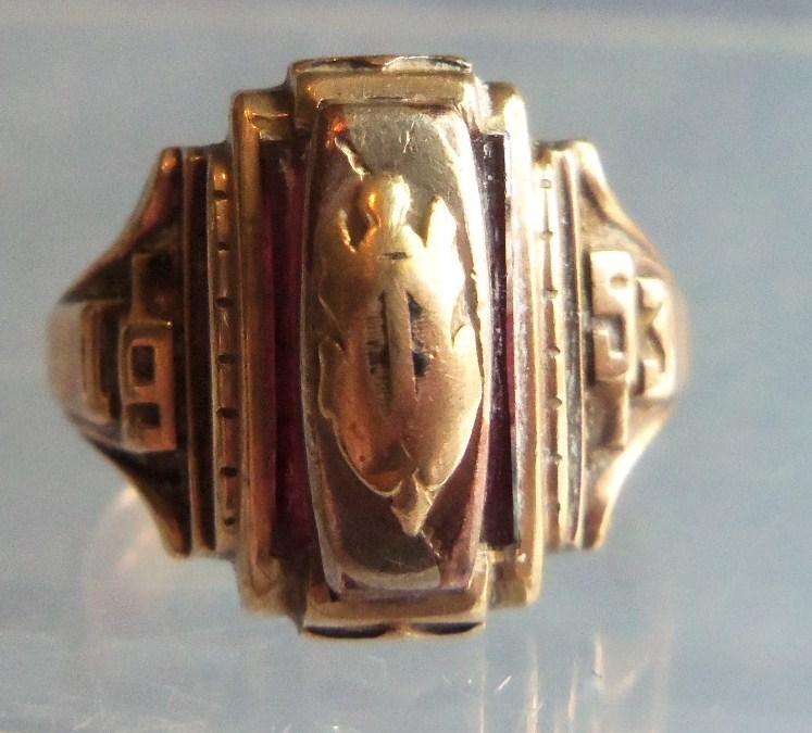 VINTAGE ART DECO 10K SOLID GOLD WOMANS CLASS RING OKC OK 4.7GR 1953 ...