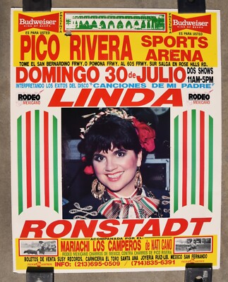 Linda Ronstadt Canciones de Mi Padre Live Poster Pico Rivera 1987 ...