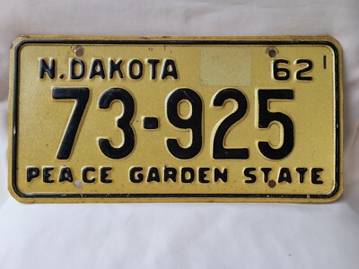 Vintage 1962 North Dakota Peace Garden State License Plate 10224 | eBay