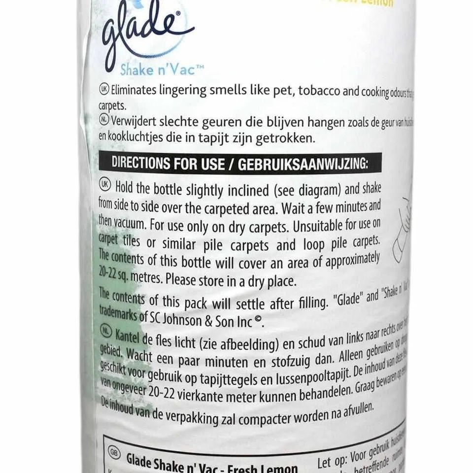 Glade Shake n’ Vac with odour neutraliser 2 x 500g Lemon scent | eBay UK