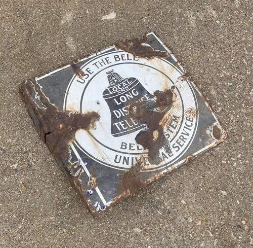 Bell System Long Distance Telephone Porcelain Double Sided Flange Sign ...