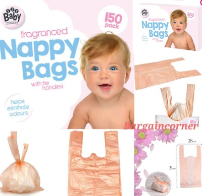 Nappy Bags With Tie Handle Fragranced Baby Nappies Poop Sacks Nappy ...