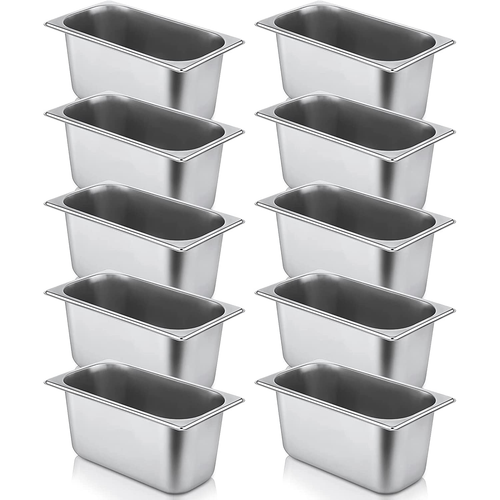 10 Pack Hotel Pans Stainless Steel Steam Table Water Pan 1/3 Size, 0.8 ...