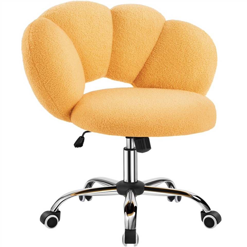 Boucle Desk Chair Cloud-shaped Vanity Chair Adjustable Swivel Home ...