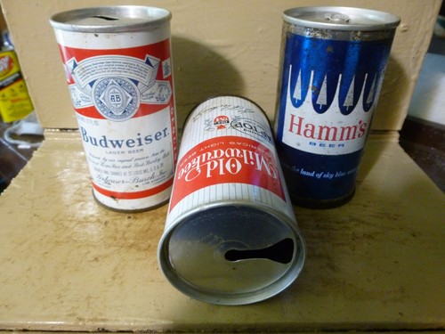 1960`S ASSORTED_ ZIP-TAB_ WIDE SEAM STEEL BEER CANS -[EMPTY CANS, READ ...