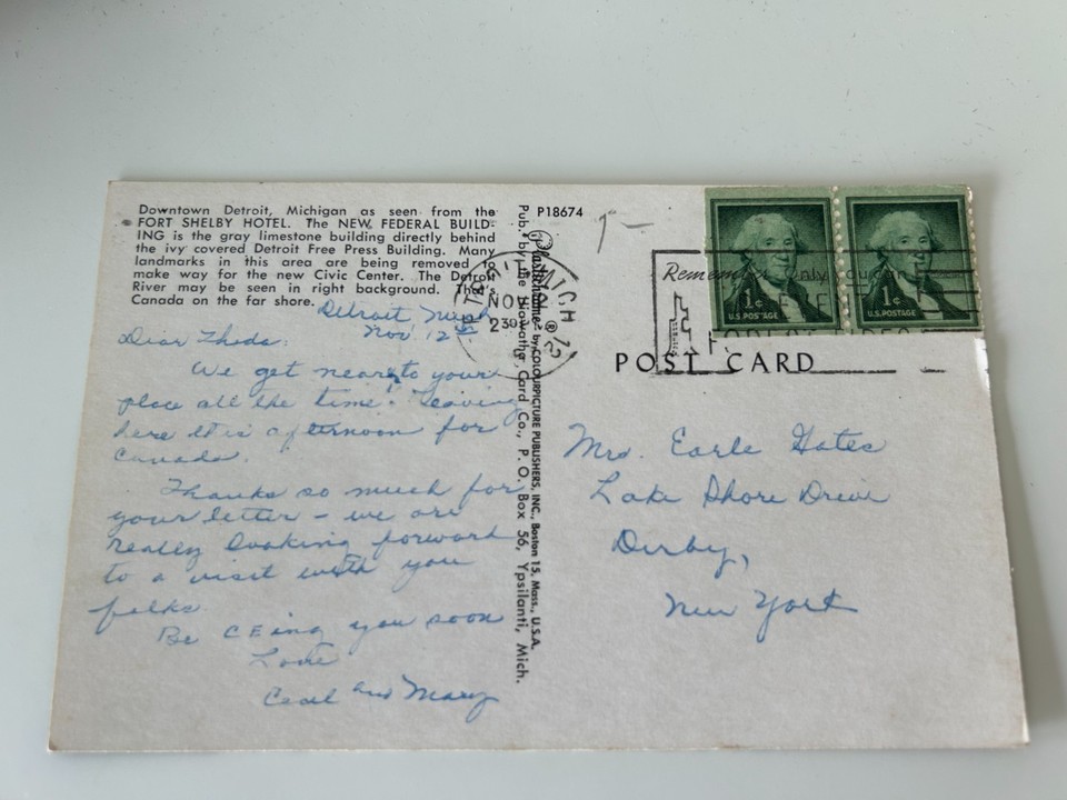 Downtown Detroit Michigan from Fort Shelby Hotel New Federal Building ...