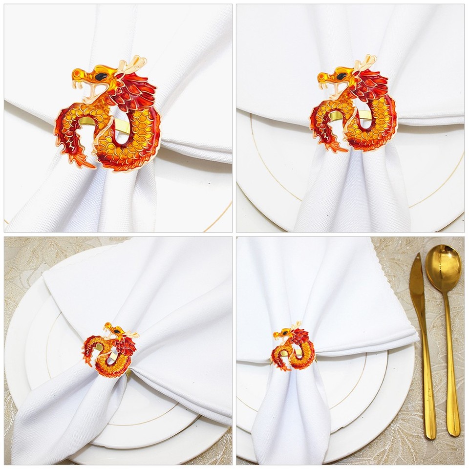 4 Pcs Dragon Napkin Ring Spring Festival Tableware Chinese Holder ...