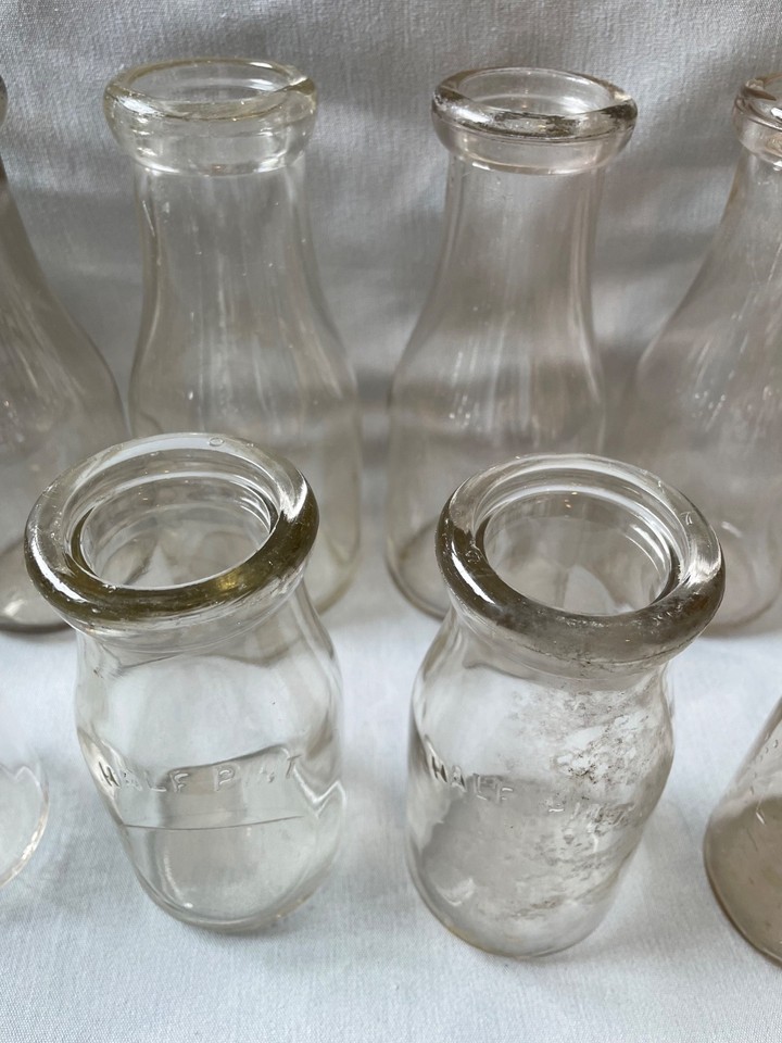 Lot of 12 Vintage Milk Bottles Pint and Half Pint | eBay