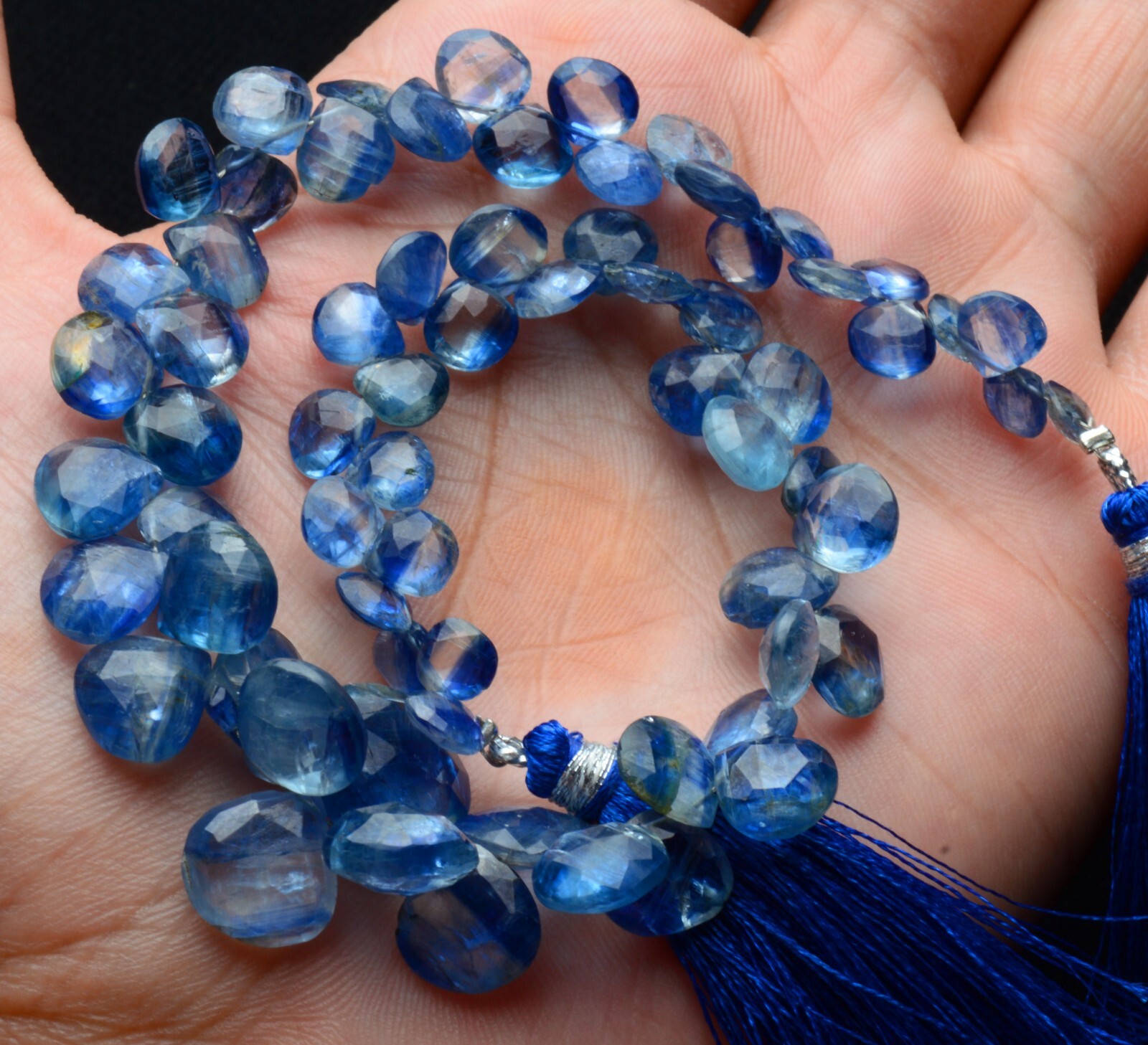 Natural Gem Nepal Blue Kyanite 6 to 12mm Faceted Heart Shape Briolette ...
