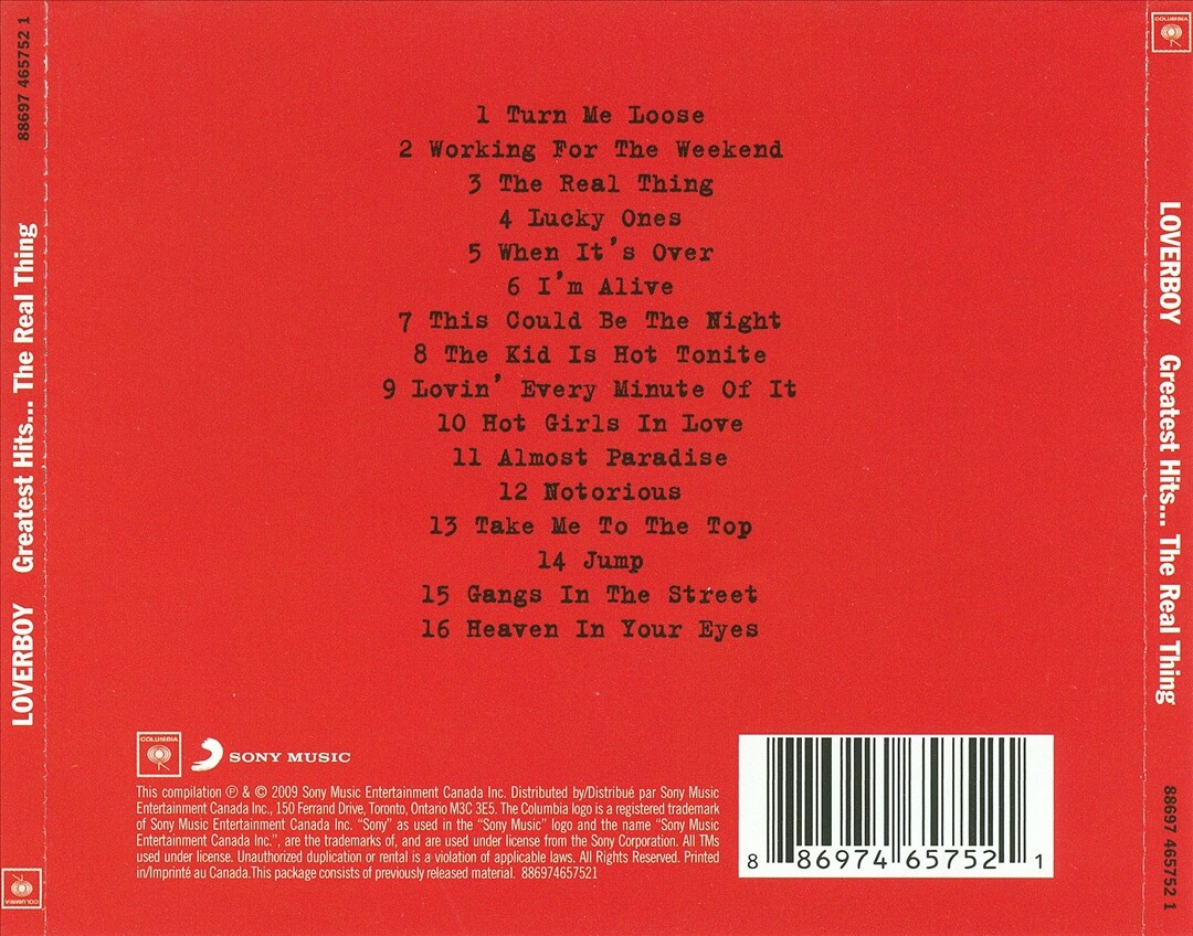 LOVERBOY REAL THING: GREATEST HITS NEW CD 886974657521| eBay