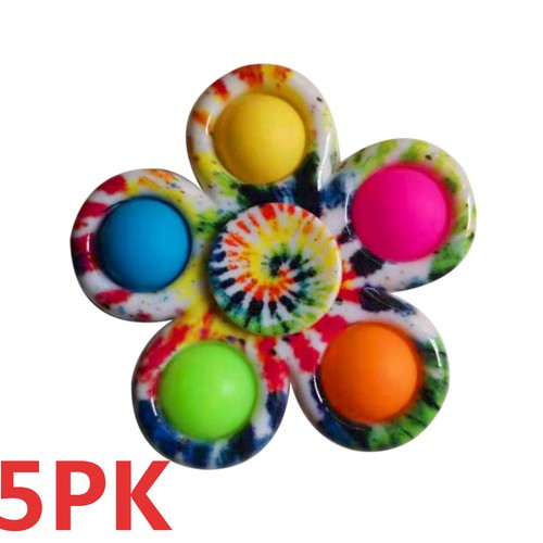 5PK Pop Fidget Spinners Toy Pack, Pop Spinner Set Tie Dye Push Bubble ...