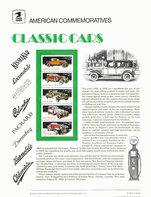 # 316 25c Classic Automobiles #2381- #2385 1988 USPS COMMEMORATIVE ...