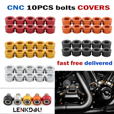 10X Engine Head Bolt Topper Caps Cover For Harley Dyna Softail Touring ...