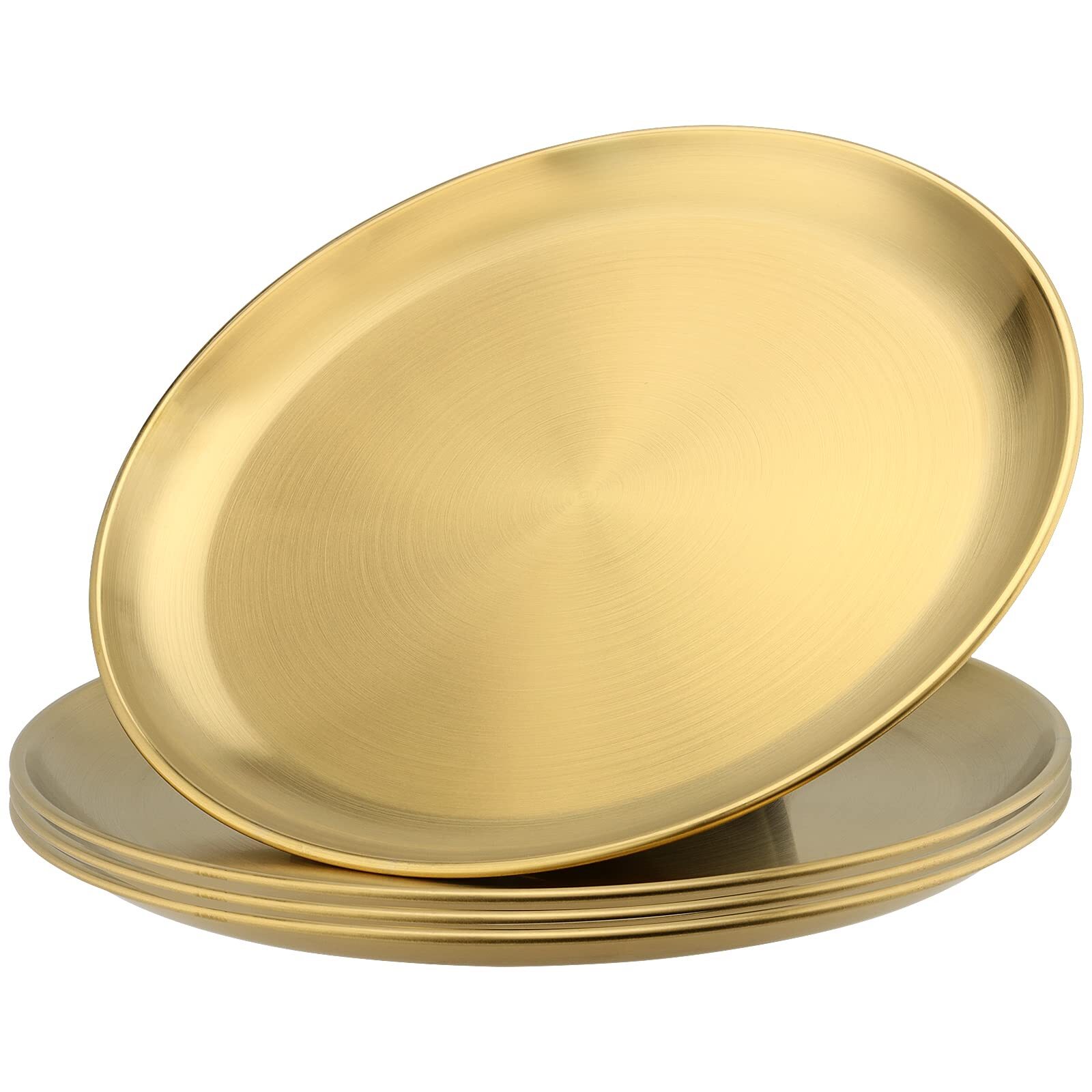 4 Pack 12 Inch Gold Stainless Steel Plates Round Gold Metal Dinner ...