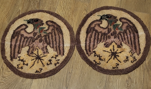 2 Vintage Eagle Hooked Wool Chair Pad Round 14 in. | eBay