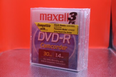 Maxell 8cm Write-Once DVD-R Removable Disc for DVD Camcorders - 3 Pack ...