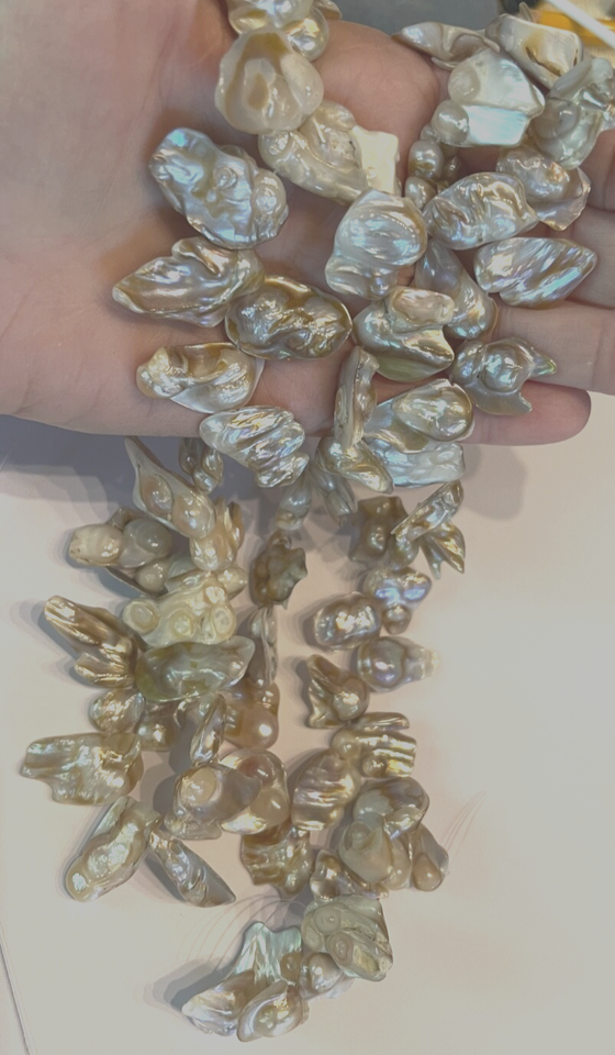 FUNKY ANGEL SHAPE WINGS FRESH WATER PEARL 16" STRAND 25X15 MM BELOW ...