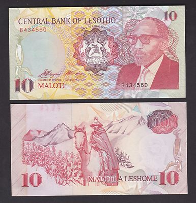Lesotho 10 Maloti (1990) P11a Banknote Paper Money - UNC | eBay