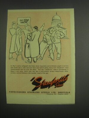 1953 Firth-Vickers Staybrite Steel Ad - Do you know | eBay