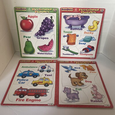 Puzzle Patch Preschool Puzzles Ages 1.5+ Lot - 4 Puzzles Fruit, Animals ...