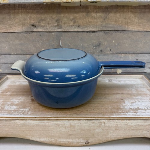 Descoware Belgium Enameled Cast Iron Pots w/ Fry Pan Lids Set of 2 ...