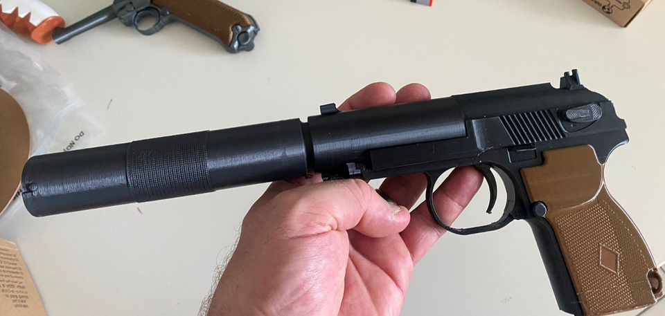 Soviet Union PB Suppressed Pistol classic 1:1 Black & Brown Prop ...