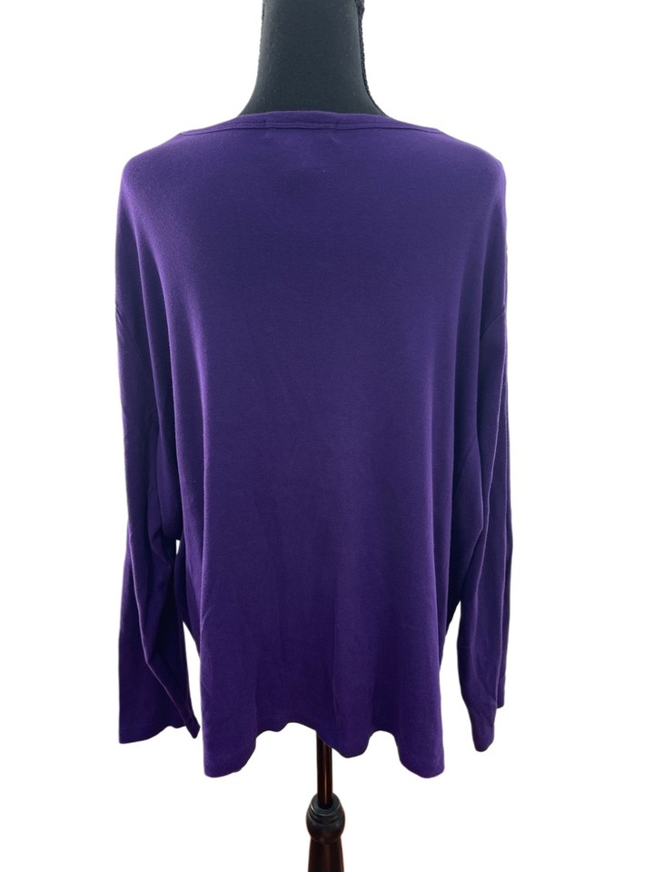 Lauren Ralph Lauren Women Plus SZ 3X Long Sleeve Shirt Royal Purple ...