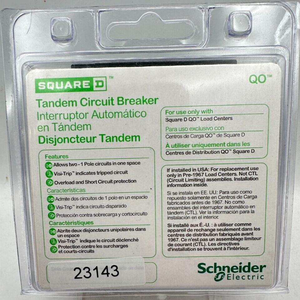 QO, Square D 2-20 Amp Single-Pole Tandem Circuit Breaker (QO2020C) New ...