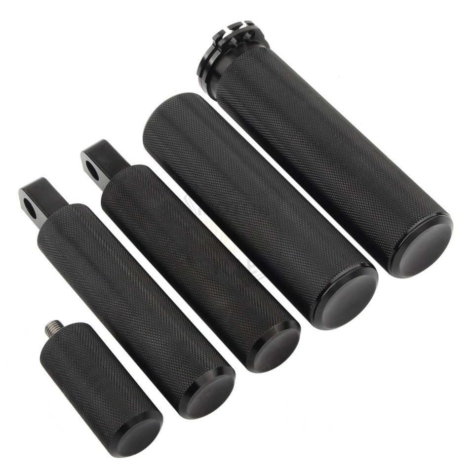 Black Knurled Foot Pegs Hand Grips Shifter Peg Kit For Harley Touring ...