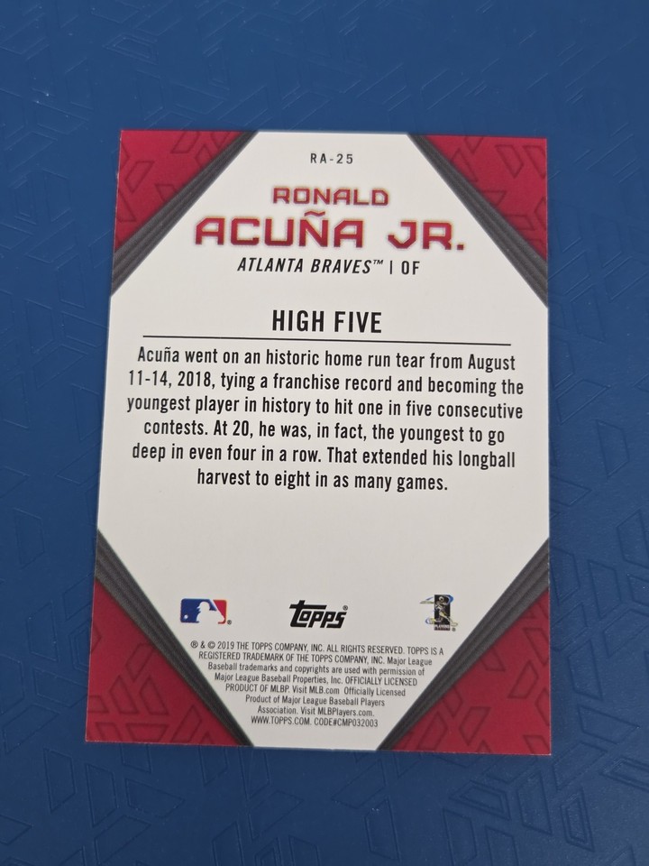 2019 Topps Star Player Highlights #RA-25 Ronald Acuña Jr. BASEBALL Card ...