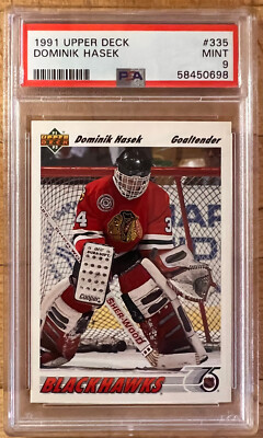 1991-92 DOMINIK HASEK UPPER DECK ROOKIE CARD #335 PSA 9 MINT - HOF! | eBay