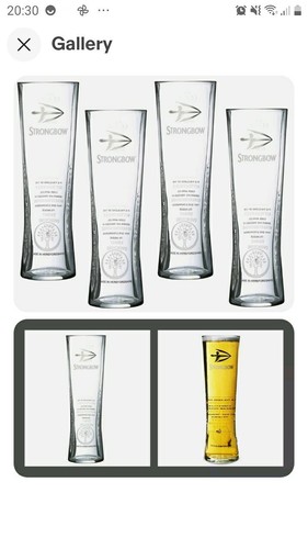 4 Strongbow Pint Glass Slim Cider Glass Genuine Original Pub Drinking ...