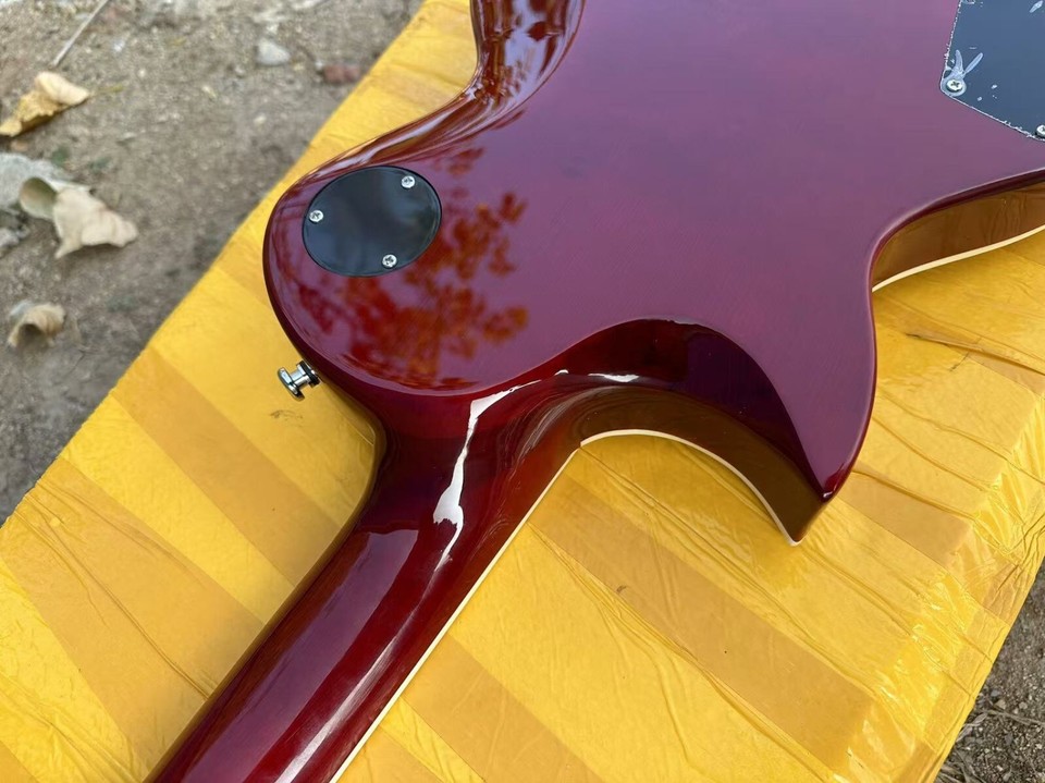 Chibson Red Flamed Maple LP Electric Guitar HH Pickups Black Part Maple ...