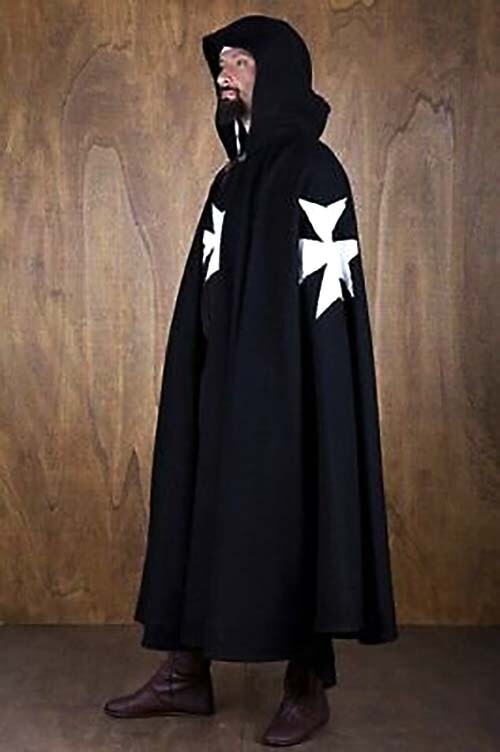 Mens Medieval Knight Templar Tunic & Hooded Cloak Men Cosplay ...